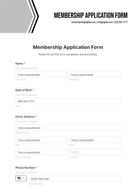 Free Membership Form Templates To Edit Online
