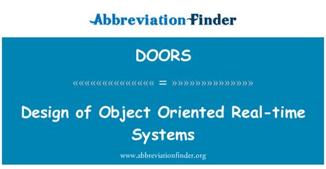 Doors Definition Design Of Object Oriented Real Time Systems