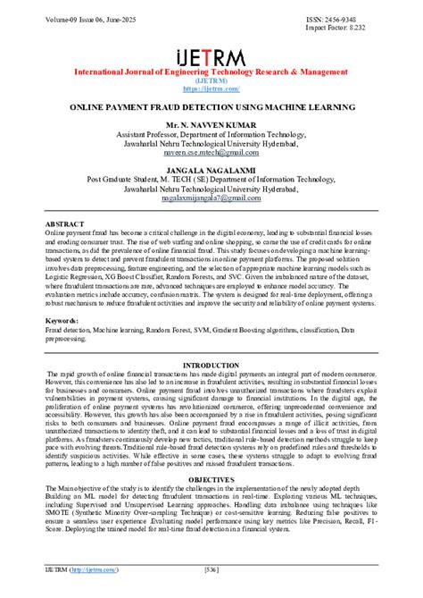 Pdf Online Payment Fraud Detection Using Machine Learning