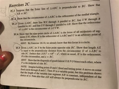 Solved 201 Suppose That The Euler Line Of Abc Is