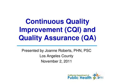 PPT Continuous Quality Improvement CQI And Quality Assurance QA PowerPoint Presentation