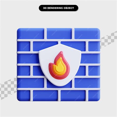 Premium Psd 3d Rendering Firewall Icon Illustration