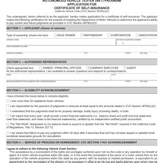 Ca Dmv Form Ol 319 Autonomous Vehicle Tester Avt Program Application