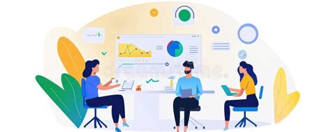 A Team Collaborates In A Modern Office Analyzing Data And Discussing Strategies Using Digital