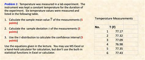 Solved Problem 1 Temperature Was Measured In A Lab