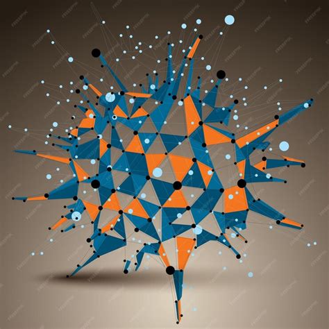 Premium Vector Geometric Abstract 3d Complicated Lattice Object Bright Asymmetric Element