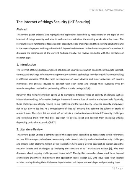 Pdf The Internet Of Things Security Iot Security Review