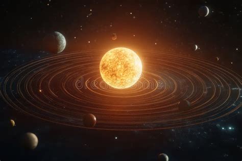 Star System Planets Orbiting Sun Cosmic Space Exploration Stock