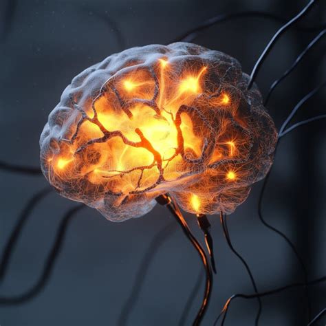 Glowing Brain Network With Electric Currents And Illuminated Neurons Stock Image Image Of