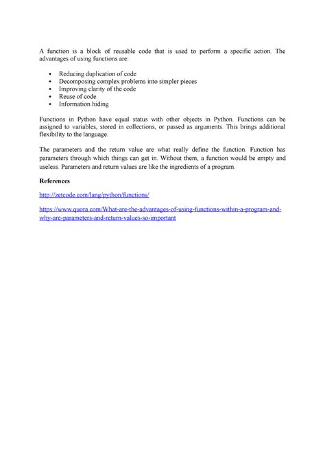 Cs 1101 Discussion Assignment Unit 6 A Function Is A Block Of