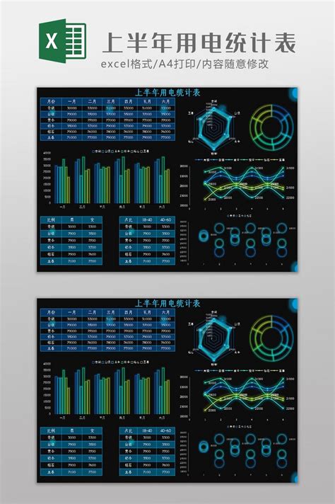 Excel Template Of The Electricity Consumption Statistics Table For First Half Year Excel XLSX