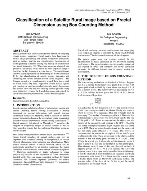 Pdf Classification Of A Satellite Rural Image Based On Fractal Dimension Using Box Counting Method