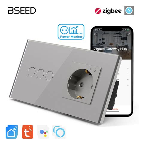 Bseed Zigbee Light Switch 123 Way With Zigbee Socket With Metering