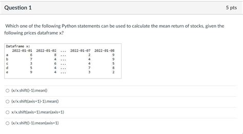 Solved Question 1 5 Pts Which One Of The Following Python