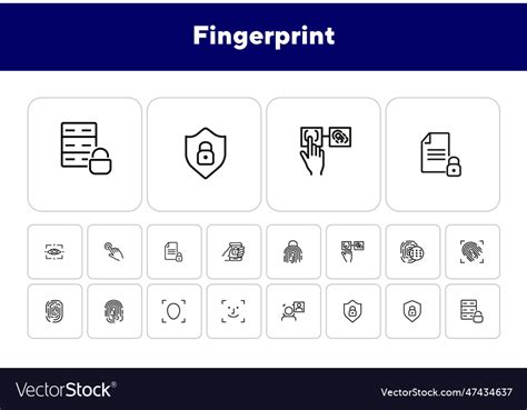 Fingerprint Line Icon Set Royalty Free Vector Image