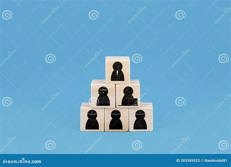 Corporate Hierarchy Concept With Wooden Blocks Stock Image Image Of Worker Pyramid 303589523