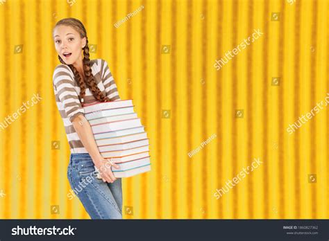 Portrait Attractive Brain Girl Nerd Carrying Stock Photo Shutterstock