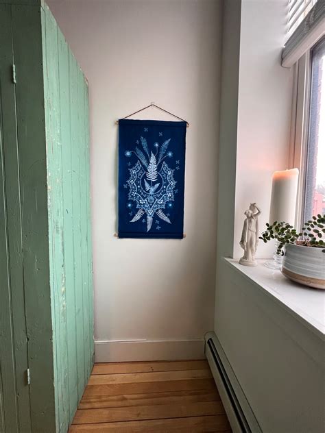 Botanical Decor Schoolhouse Chart Style Cyanotype Art Wall Hanging Ferns Antique Lace