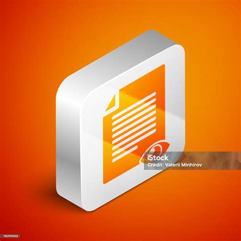 주황색 배경에 격리된 눈 기호 아이콘이 있는 등각 투영 용지 페이지입니다 정보 파일 기호를 엽니다 실버 스퀘어 버튼 벡터 일러스트레이션 개념에 대한 스톡 벡터 아트 및 기타