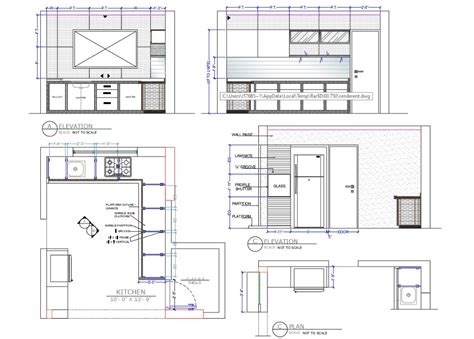 House Kitchen Elevation Section And Plan Cad Drawing Details Dwg File Artofit