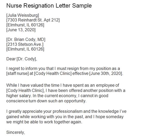 12 Special Nursing Resignation Letter Samples