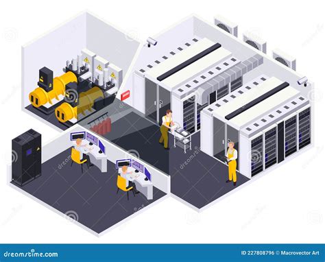 Data Center Isometric View Stock Vector Illustration Of Building 227808796