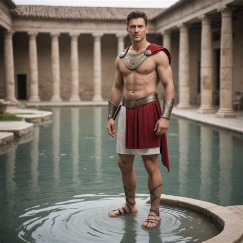 Convert Photo To Roman Centurion Standing By A Pool Of Water Style