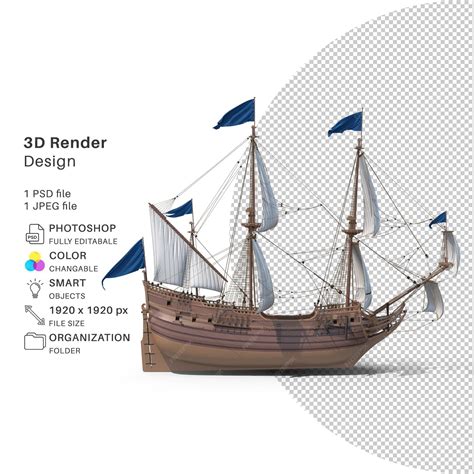 Premium Psd Ship Fluyt 3d Modeling Psd File Realistic Ship