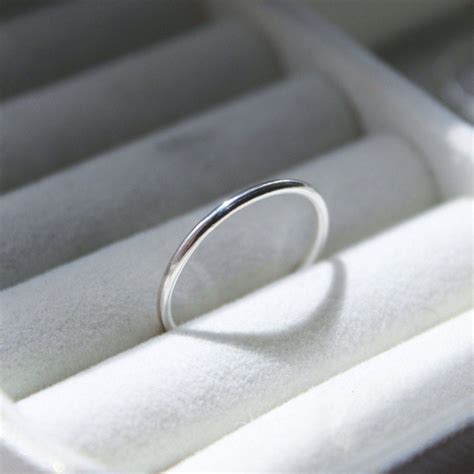 Sterling Silver Band Ring Minimal Plain Stacking Ring Etsy Uk