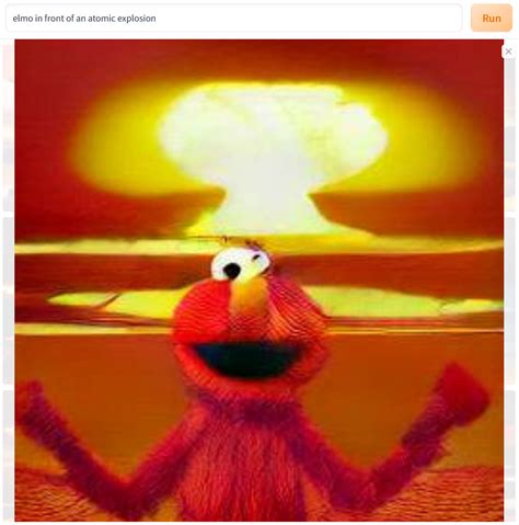 Elmo In Front Of An Atomic Explosion Rweirddalle