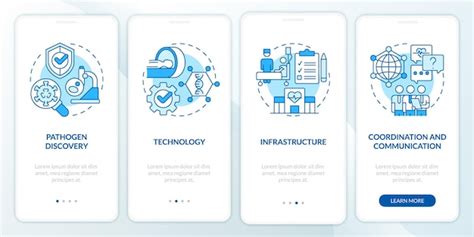 Premium Vector Pandemic Preparedness Efforts Blue Onboarding Mobile App Screen