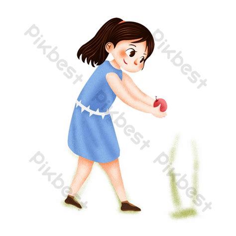 파란색 옷 그림에서 어린 소녀 일러스트 Png Psd 무료 다운로드 Pikbest