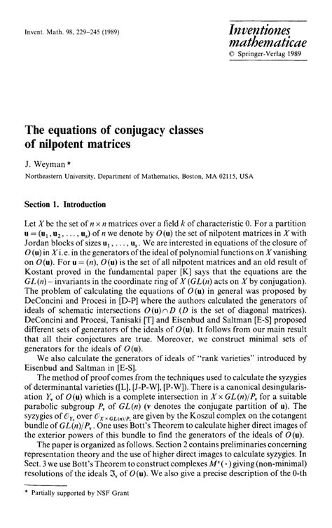 Pdf The Equations Of Conjugacy Classes Of Nilpotent Matrices