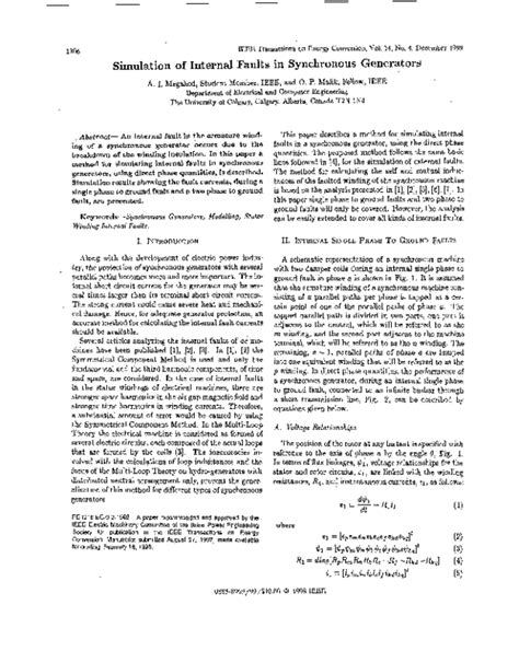 pdf simulation of internal faults in synchronous generators