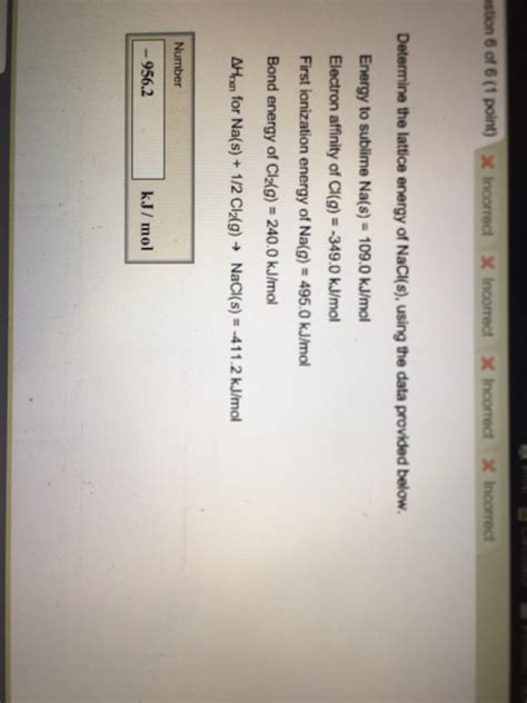 Solved Determine The Lattice Energy Of Nacl S Using The