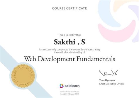 Sakthi Shanmuganathan On Linkedin Completed On Web Development Fundamentals