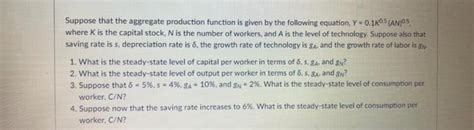 Solved Suppose That The Aggregate Production Function Is Chegg