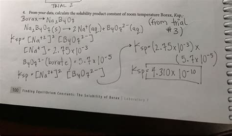 solved trial 2 4 from your data calculate the solubility