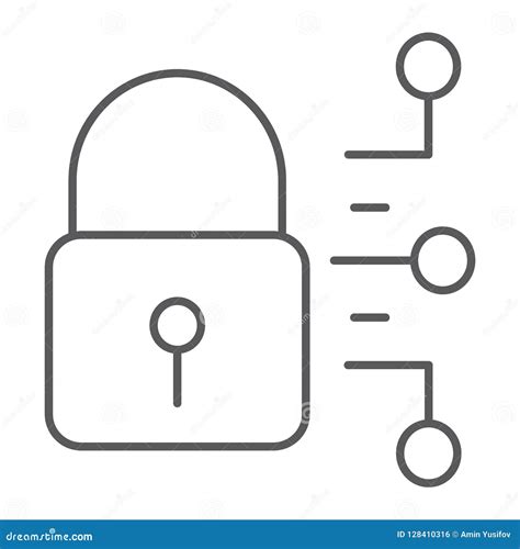 Cyber Security Thin Line Icon Protection And Security Digital Padlock