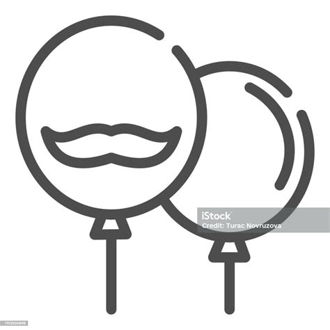 콧수염 라인 아이콘발룬 파티 발룬 벡터 그림 흰색에 격리 해피 아버지의 날 웹 및 응용 프로그램을 위해 설계된 스타일 디자인을 개요 Eps 10 10에 대한 스톡 벡터 아트