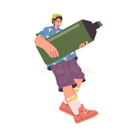 Man Character With Big Highlighter Marker Stock Vector Illustration