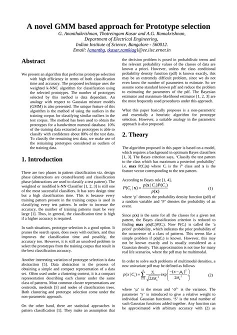 Pdf A Novel Gmm Based Approach For Prototype Selection