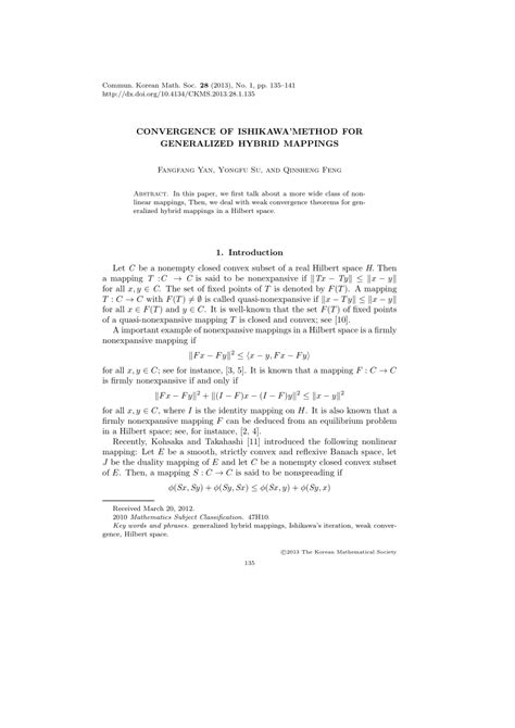 Pdf Convergence Of Ishikawamethod For Generalized Hybrid Mappings