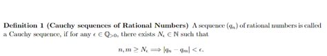Solved Definition 1 Cauchy Sequences Of Rational Numbers Λ