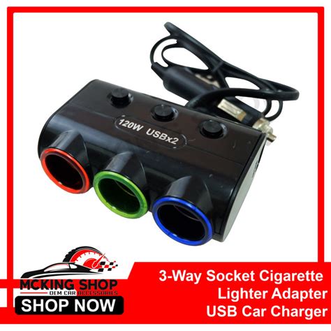3 Way Socket Adapter Usb Car Charger With Led Lazada Ph