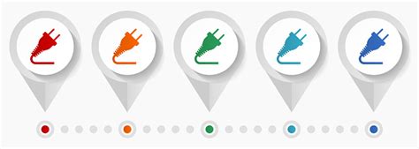 전기 플러그 개념 벡터 아이콘 편집 가능한 인포 그래픽 템플릿 다채로운 평면 디자인 포인터 세트 네트워크 연결 플러그에 대한 스톡 벡터 아트 및 기타 이미지 Istock