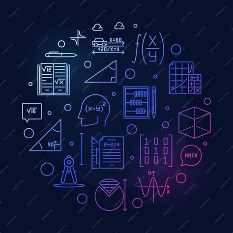 Premium Vector Maths Learning Vector Line Round Colored Banner Math