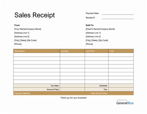 Sales Receipt Template Excel Thomassauer Blog