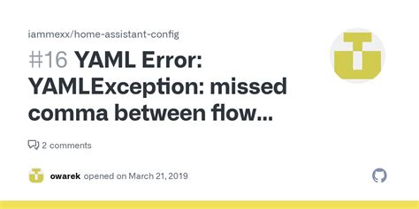 yaml error yamlexception missed comma between flow collection entries