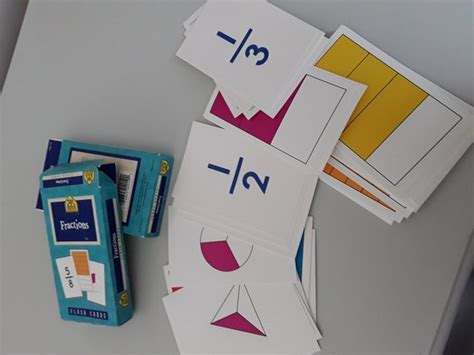 Learning And School Toys Fractionsenglish Flash Cards Vintage Andpaw